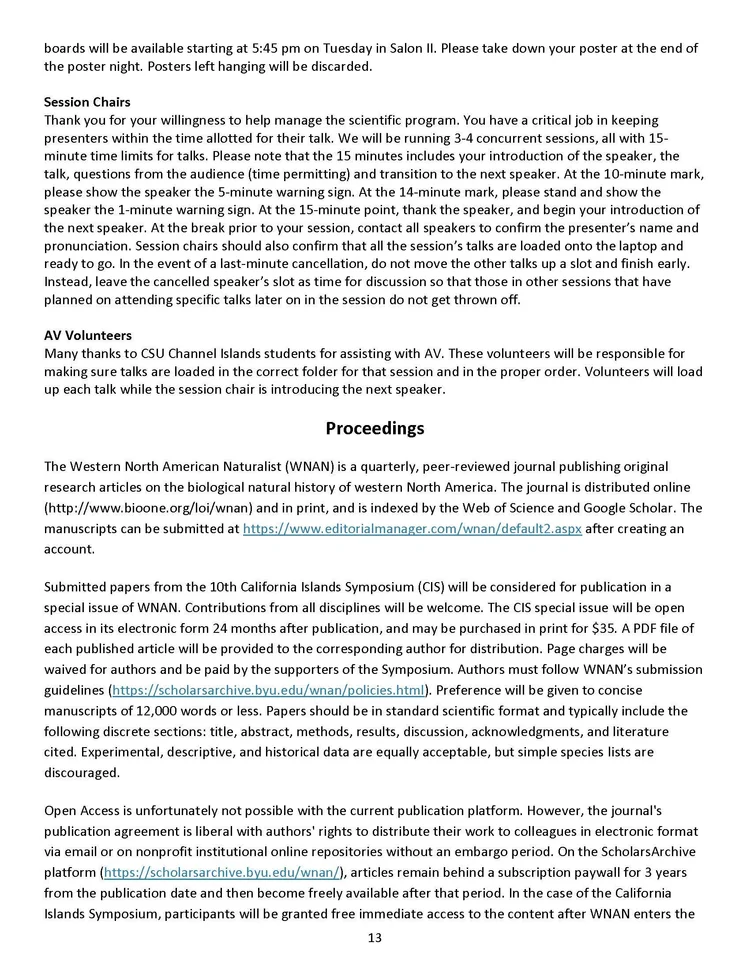 Symposium Program — California Islands