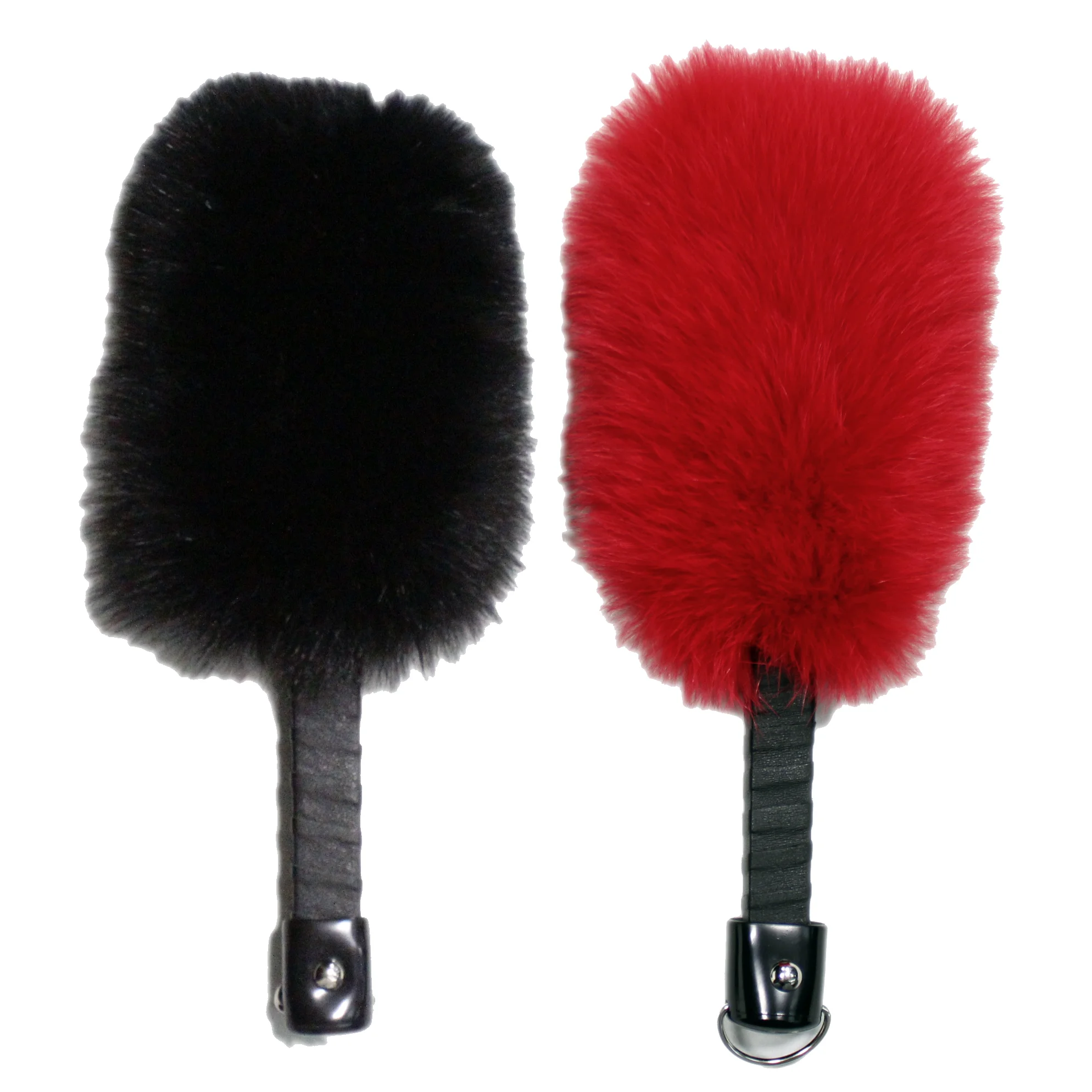 12" Fox Fur and Leather paddle [Choice of 5 Colors] — Touch of Fur