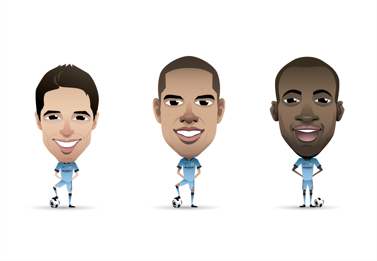 Manchester City player illustrations — Dave Flanagan Illustration