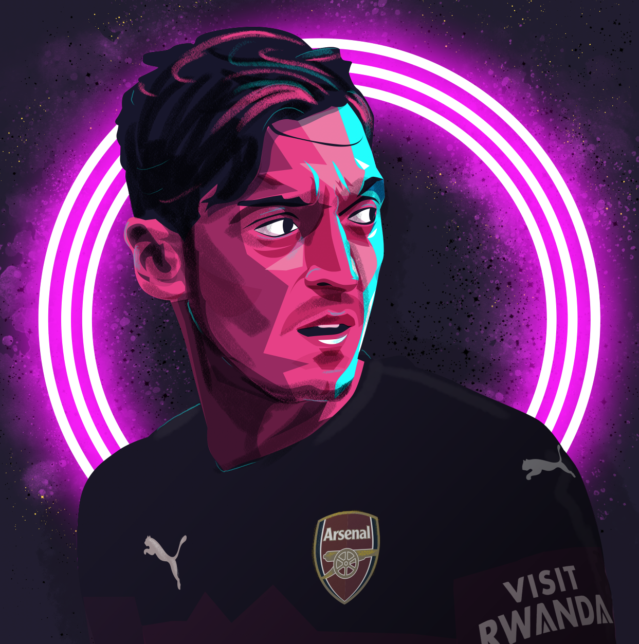 Mesut Ozil for Arsenal FC — Dave Flanagan Illustration