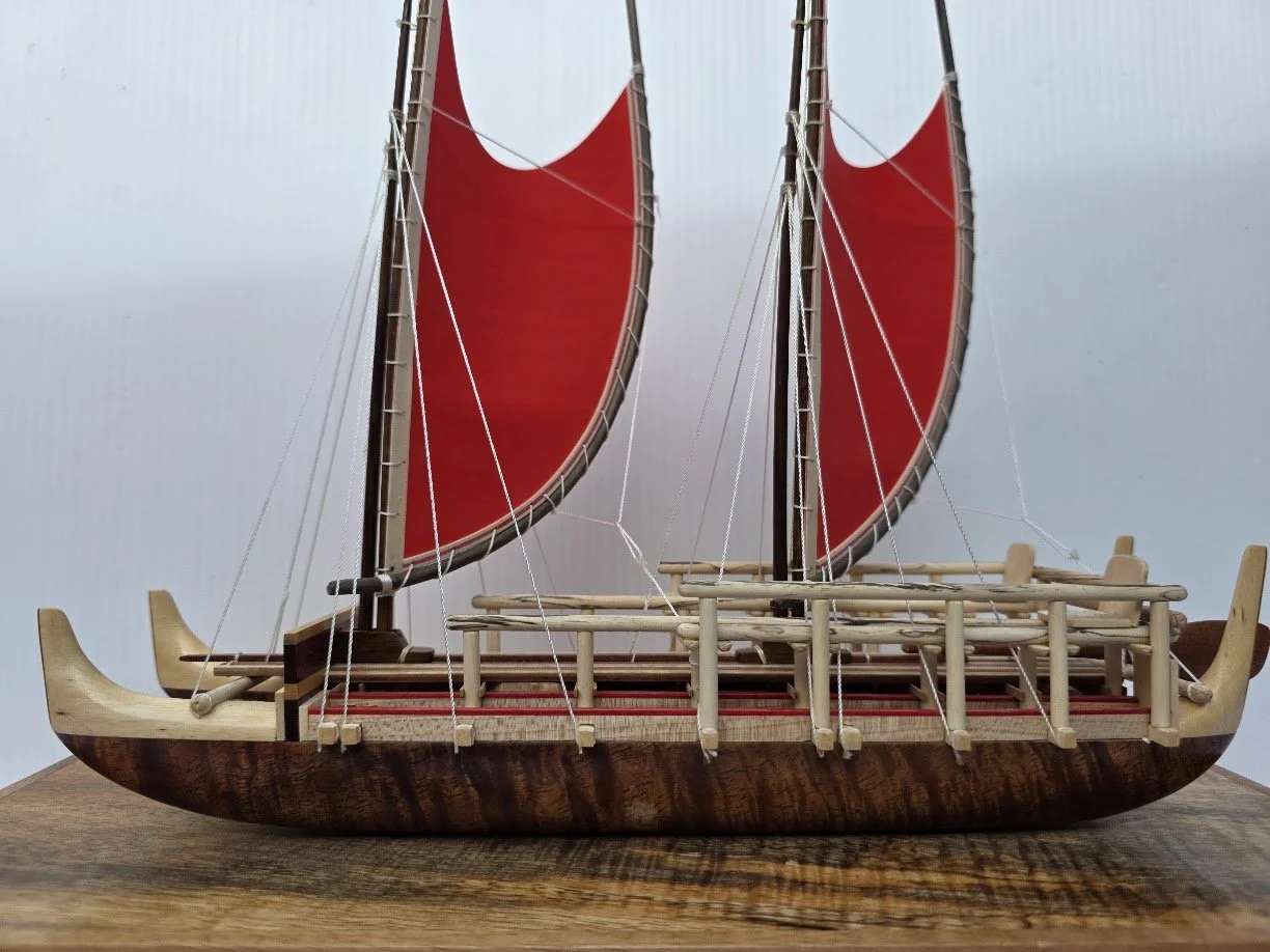 HOKULE'A VOYAGING CANOE, a true scale model — HAWAIIAN CANOES