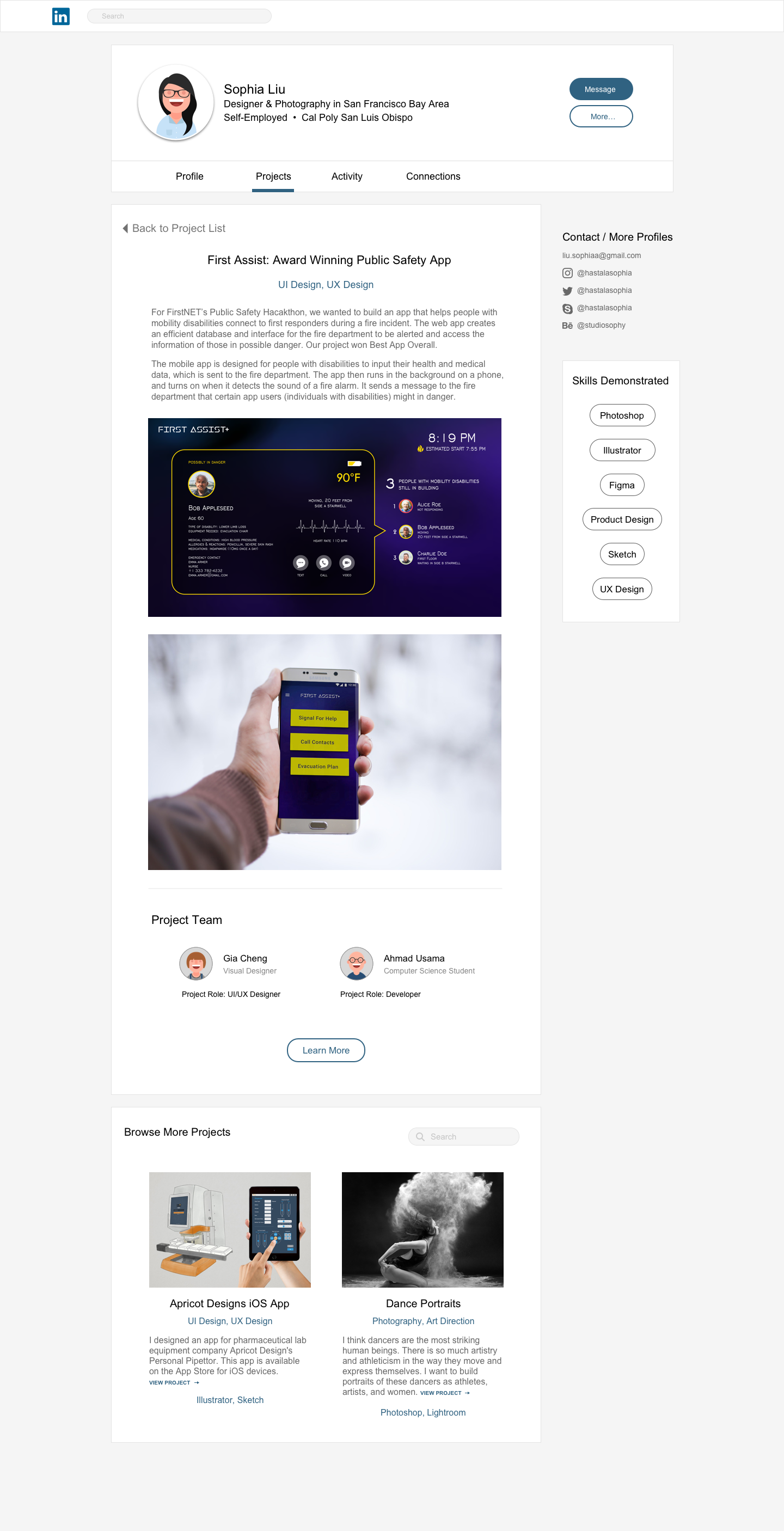 UI/UX Design: LinkedIn for Creatives — Sophia Liu | Studio Sophy