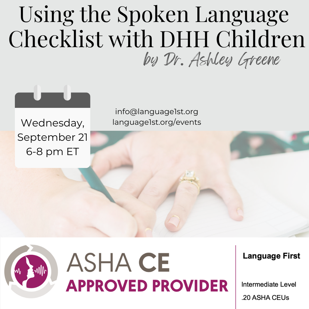 Using the Spoken Language Checklist with Deaf and Hard of Hearing ...