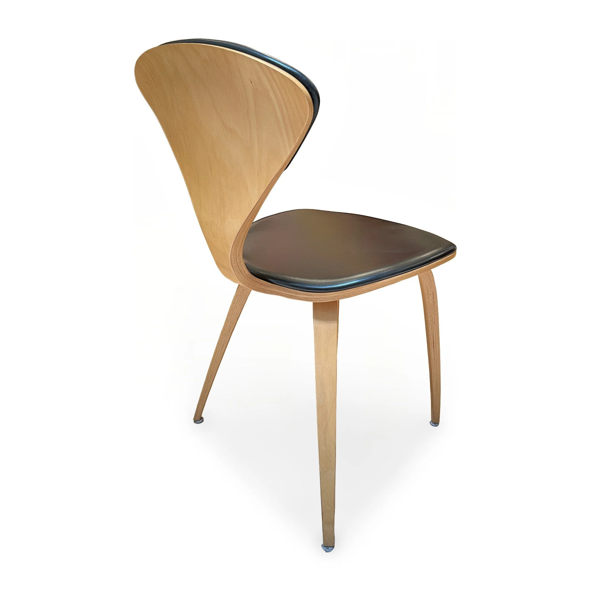 Set of Four Norman Cherner Beech Dining Chairs with Leather Seats and ...