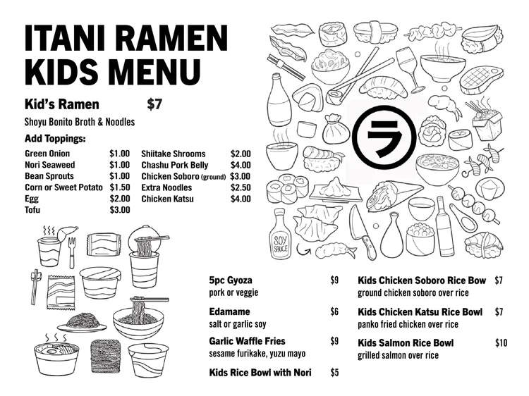 MENUS — Itani Ramen