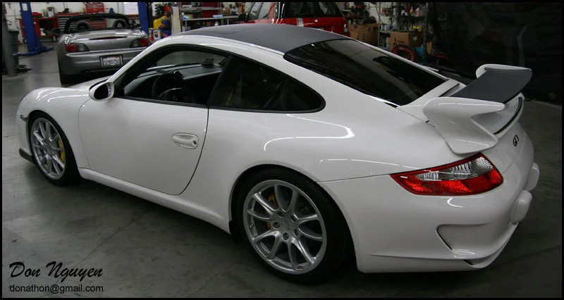 Porsche 997 GT3 - Matte Carbon Fiber Vinyl Roof and Spoiler Wrap ...
