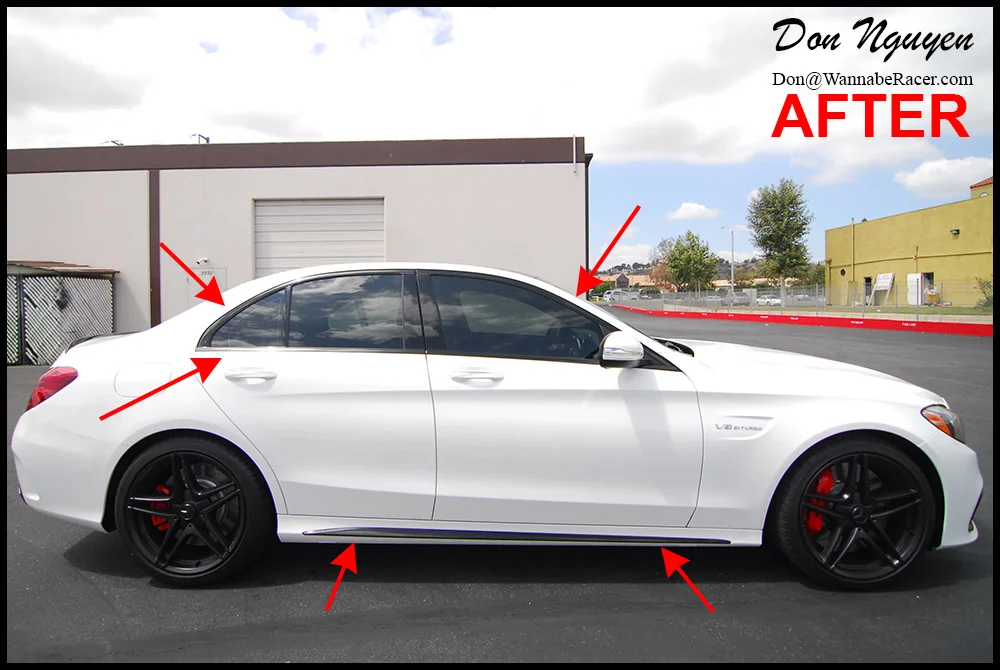 Mercedes Benz C63S AMG Sedan - Gloss Black Window Trim Vinyl Car Wrap ...