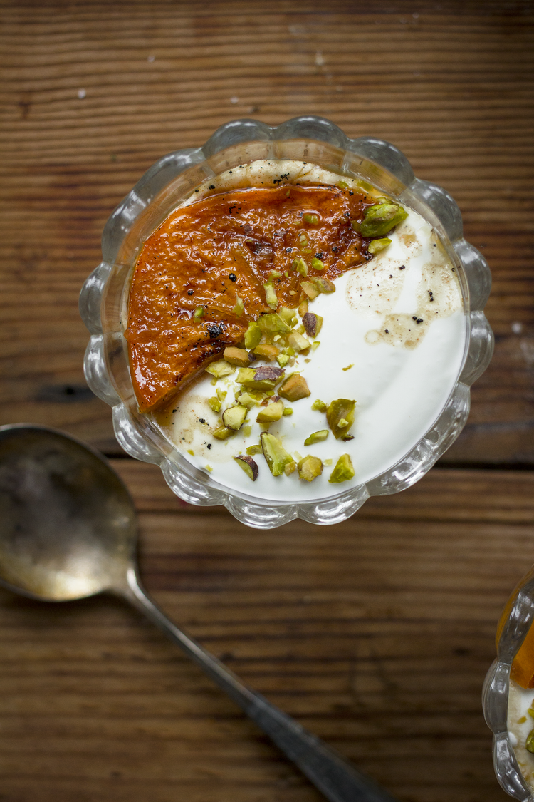 Roasted Persimmons with rose scented cream — The Broken Bread