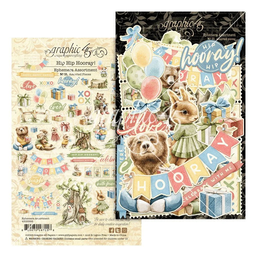 Graphic 45 Hip Hip Hooray 12" x 12" Paper — Frank Garcia Studio