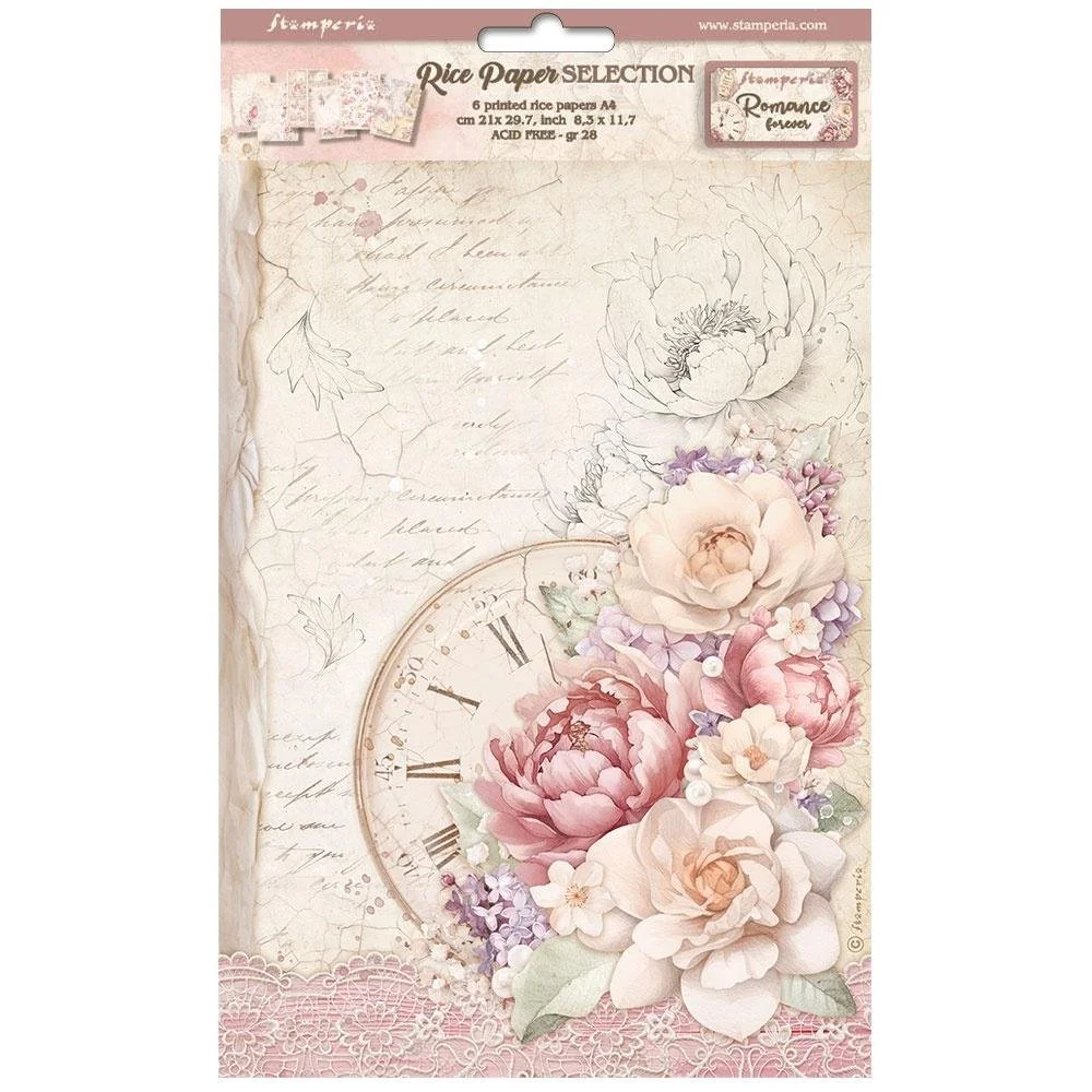 Stamperia Romance Forever Rice Papers A6 Backgrounds — Frank Garcia Studio