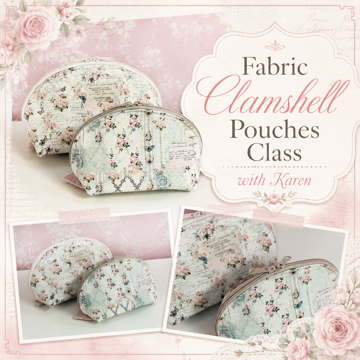 Fabric Clamshell Pouches Class with Karen — Frank Garcia Studio