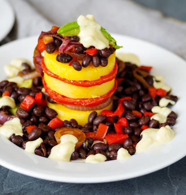 Easy Polenta Stacks with Garlic Cream Sauce • Beautiful Ingredient