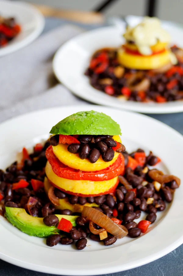 Easy Polenta Stacks with Garlic Cream Sauce • Beautiful Ingredient