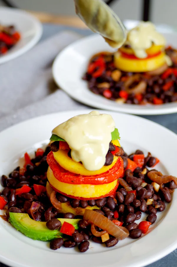 Easy Polenta Stacks with Garlic Cream Sauce • Beautiful Ingredient