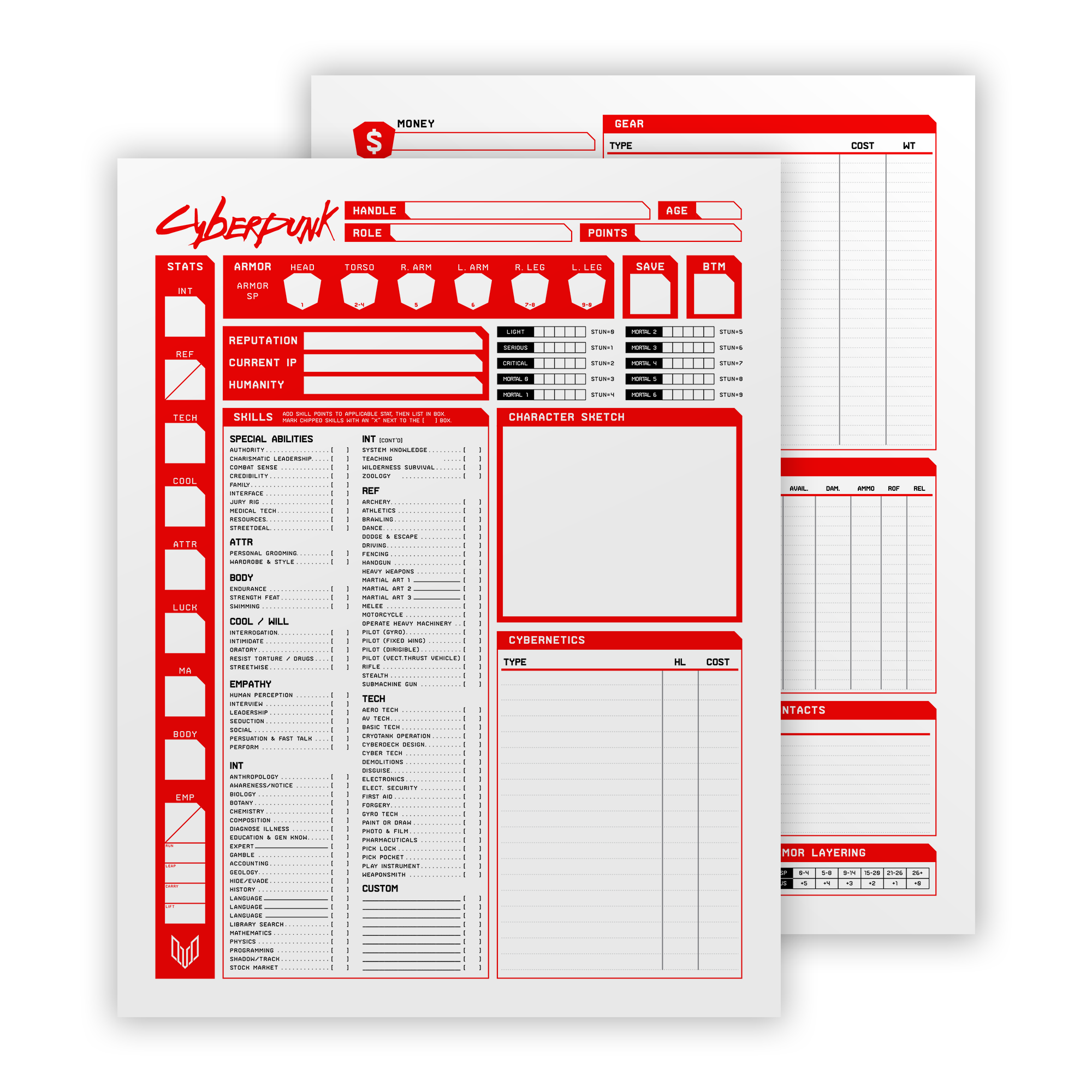 Cyberpunk Character Sheet — Valency Graphics