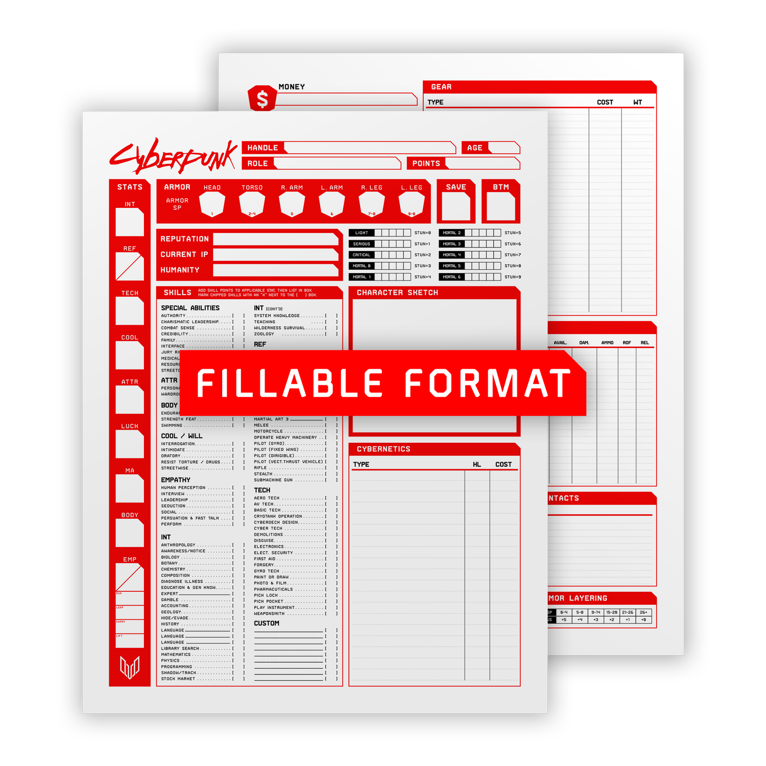 Cyberpunk Character Sheet — Valency Graphics