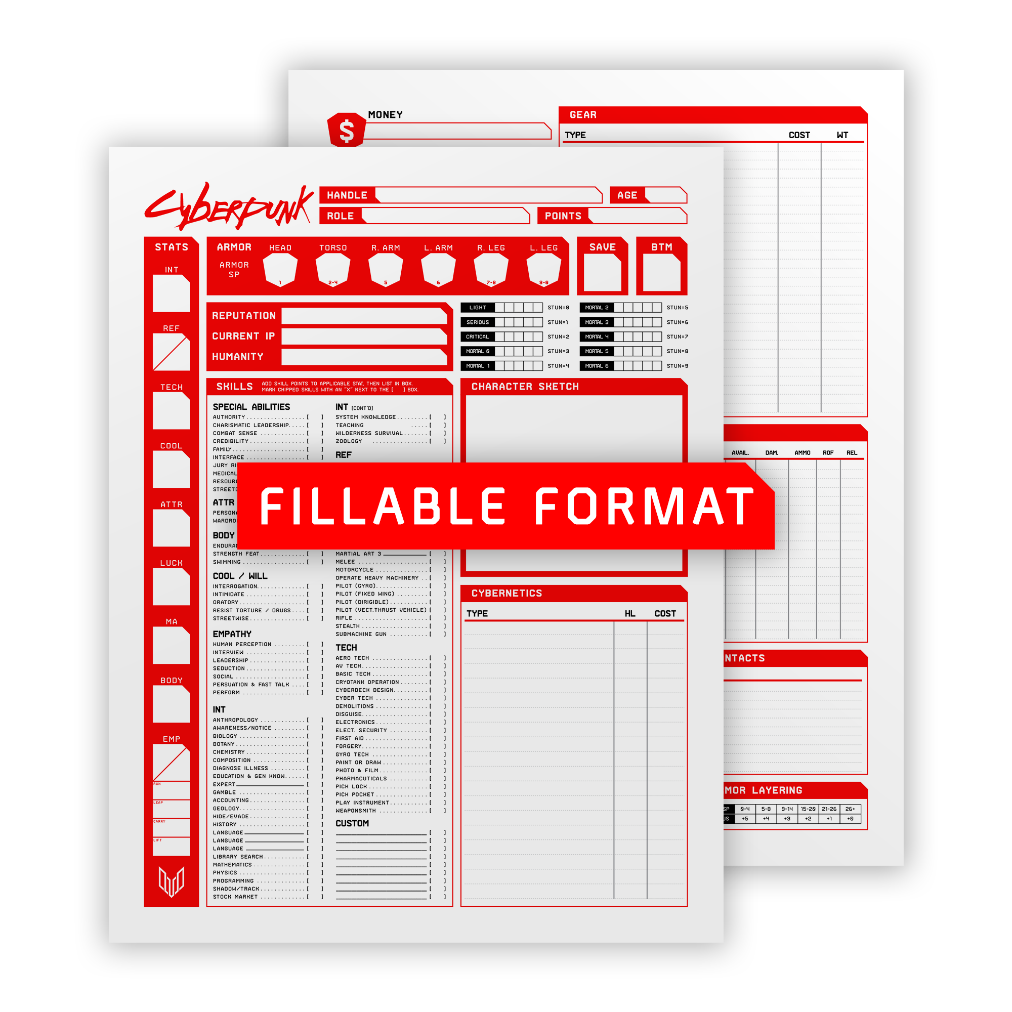 Cyberpunk Character Sheet — Valency Graphics