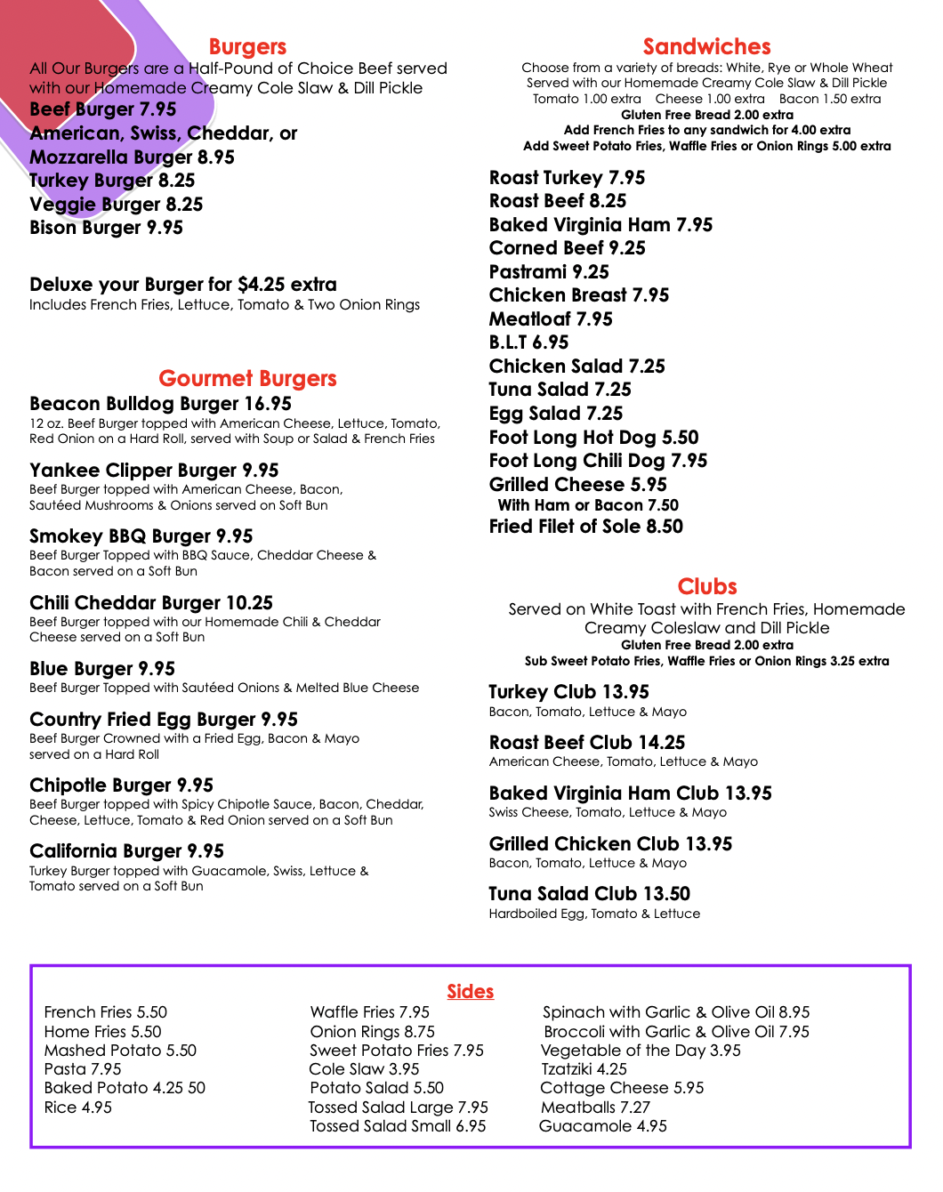 Menu — Yankee Clipper Diner