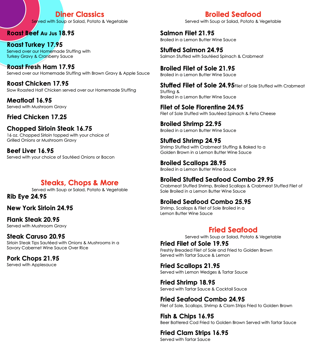 Menu — Yankee Clipper Diner