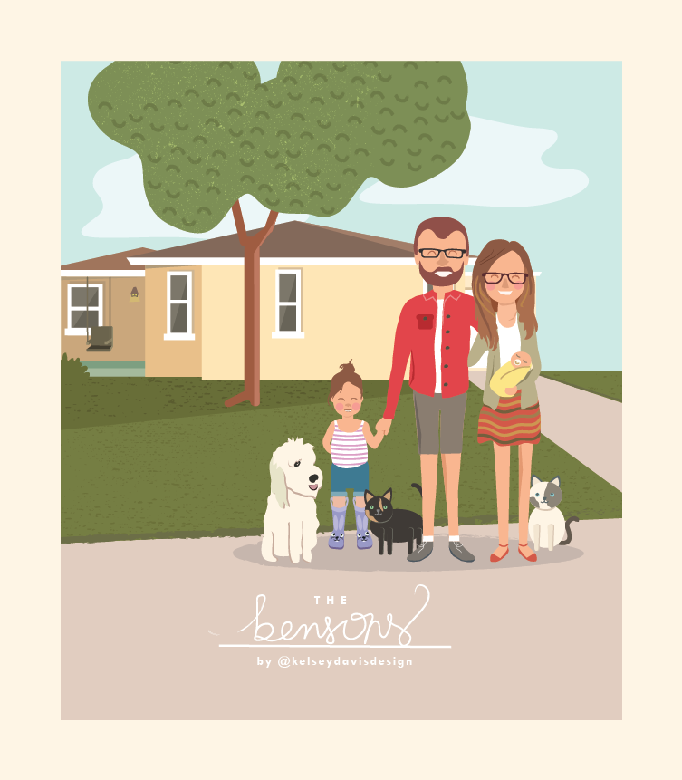 Cartoon Family Of 8 People