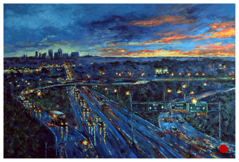 Headed Home | Original large oil painting - dramatic sky and urban ...