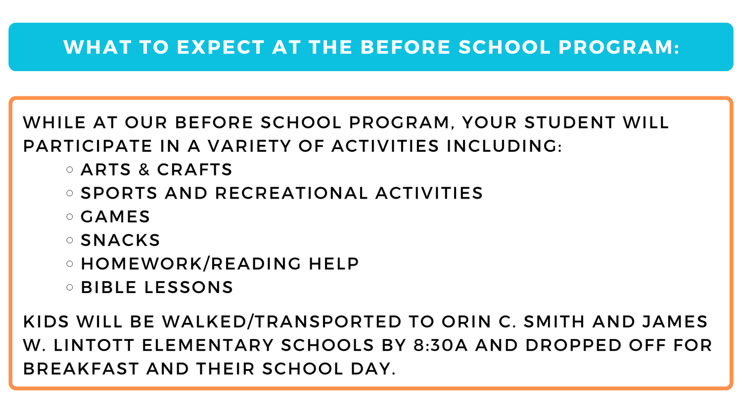 Before School Program — Bethel Church