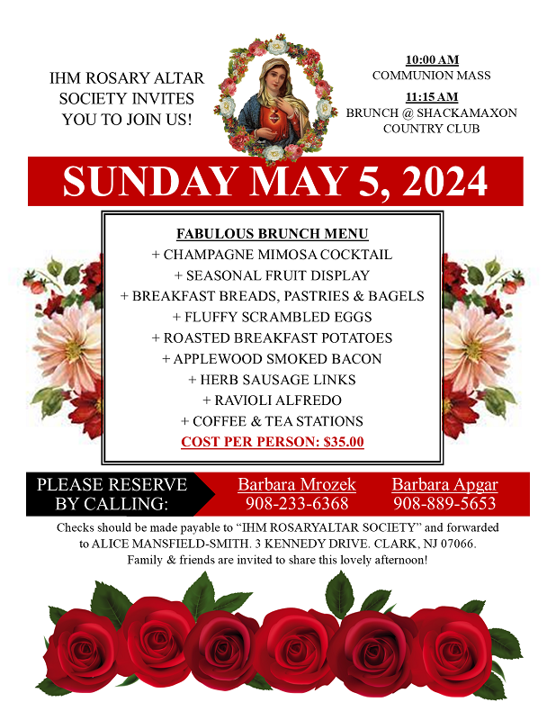Rosary Altar Society Sunday Brunch — Immaculate Heart of Mary Church