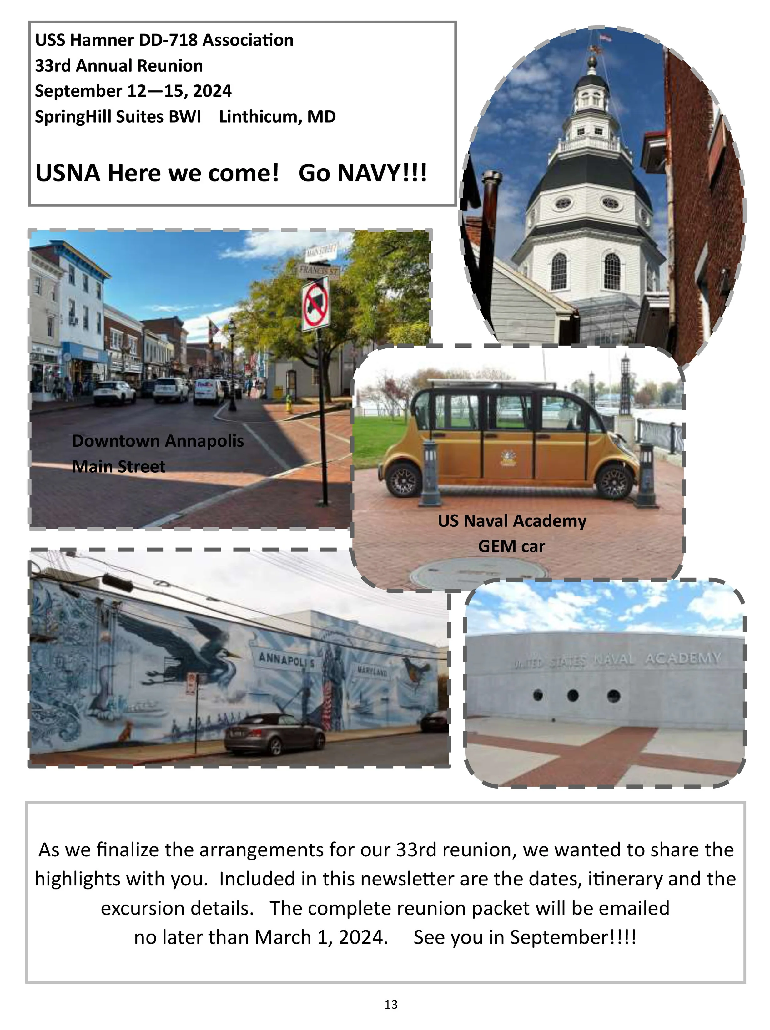 NEWSLETTER — USS Hamner DD718 Association INC