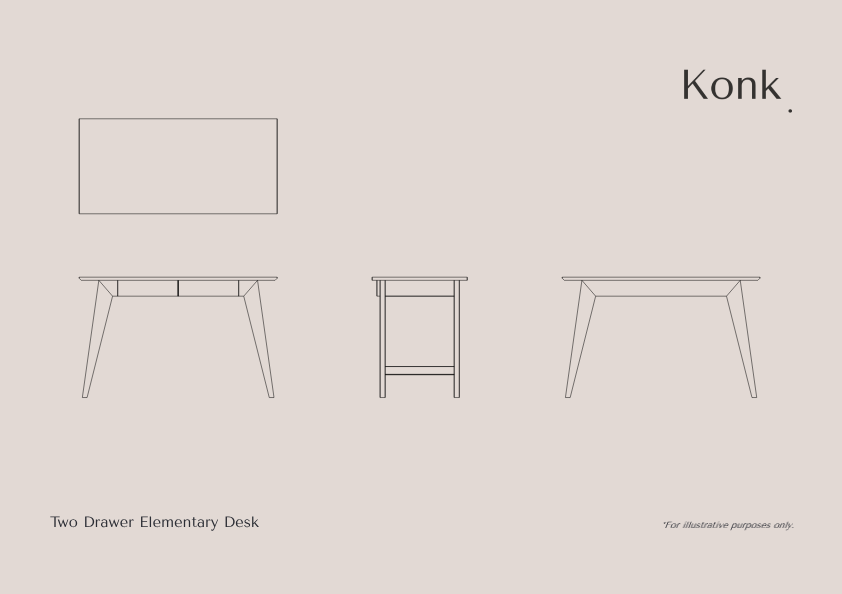 Two Drawer 'Elementary' Desk — Konk - Custom Handmade Furniture