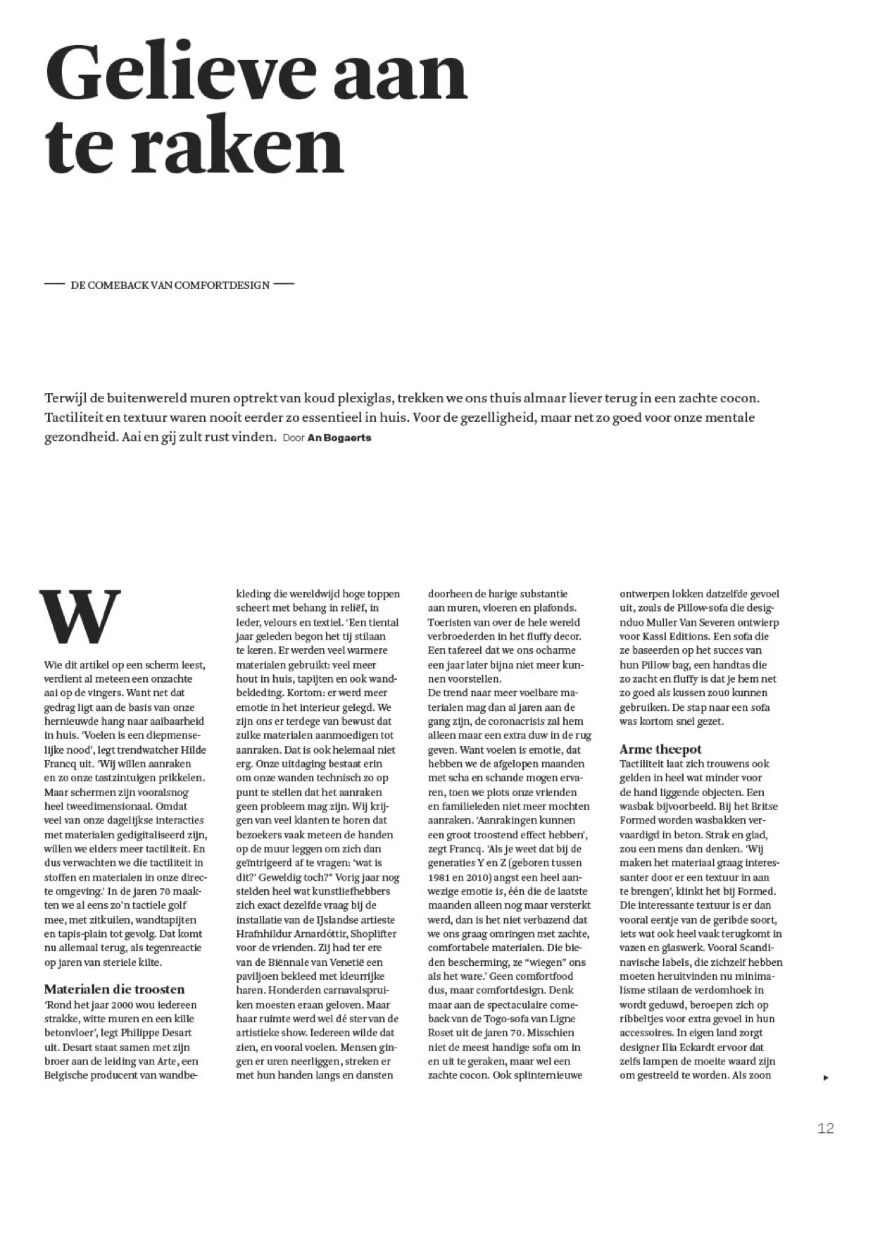 De Standaard Magazine - Gelieve aan te raken — FRANCQ COLORS