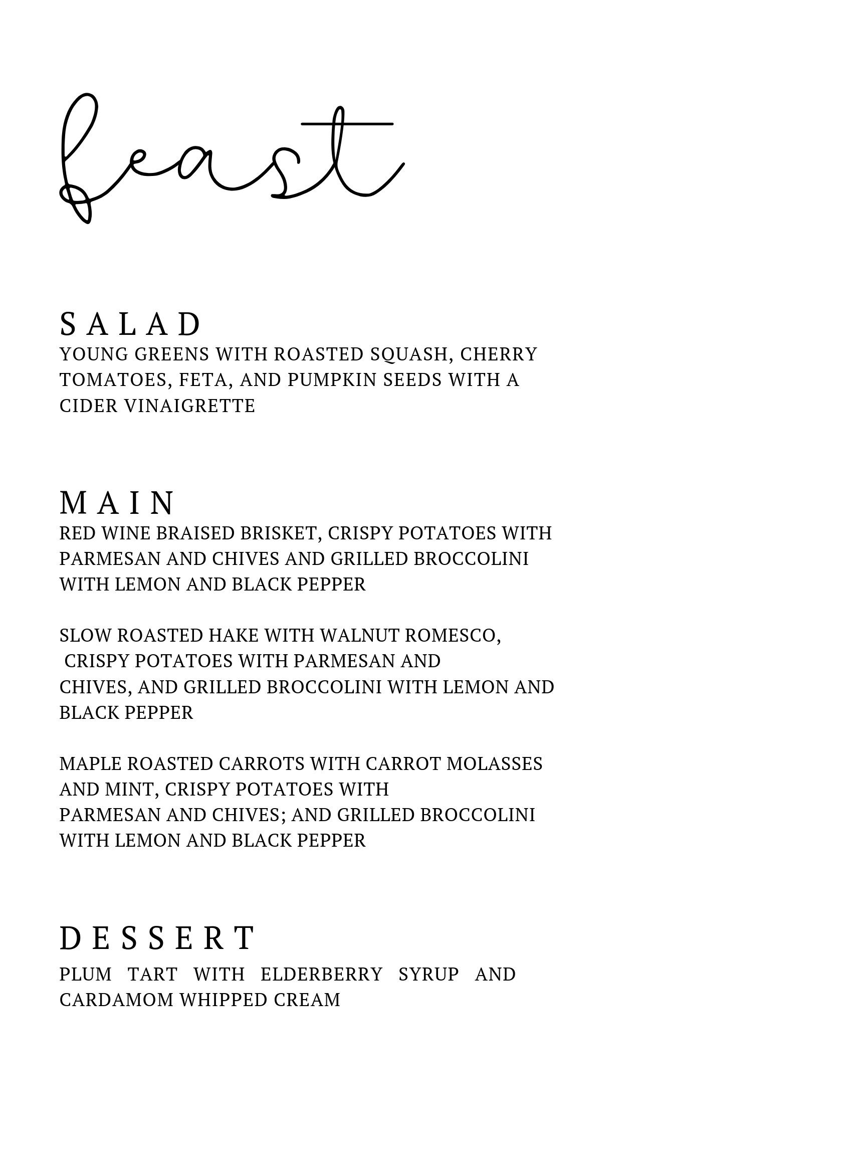 Wheelhouse -SAMPLE MENUS