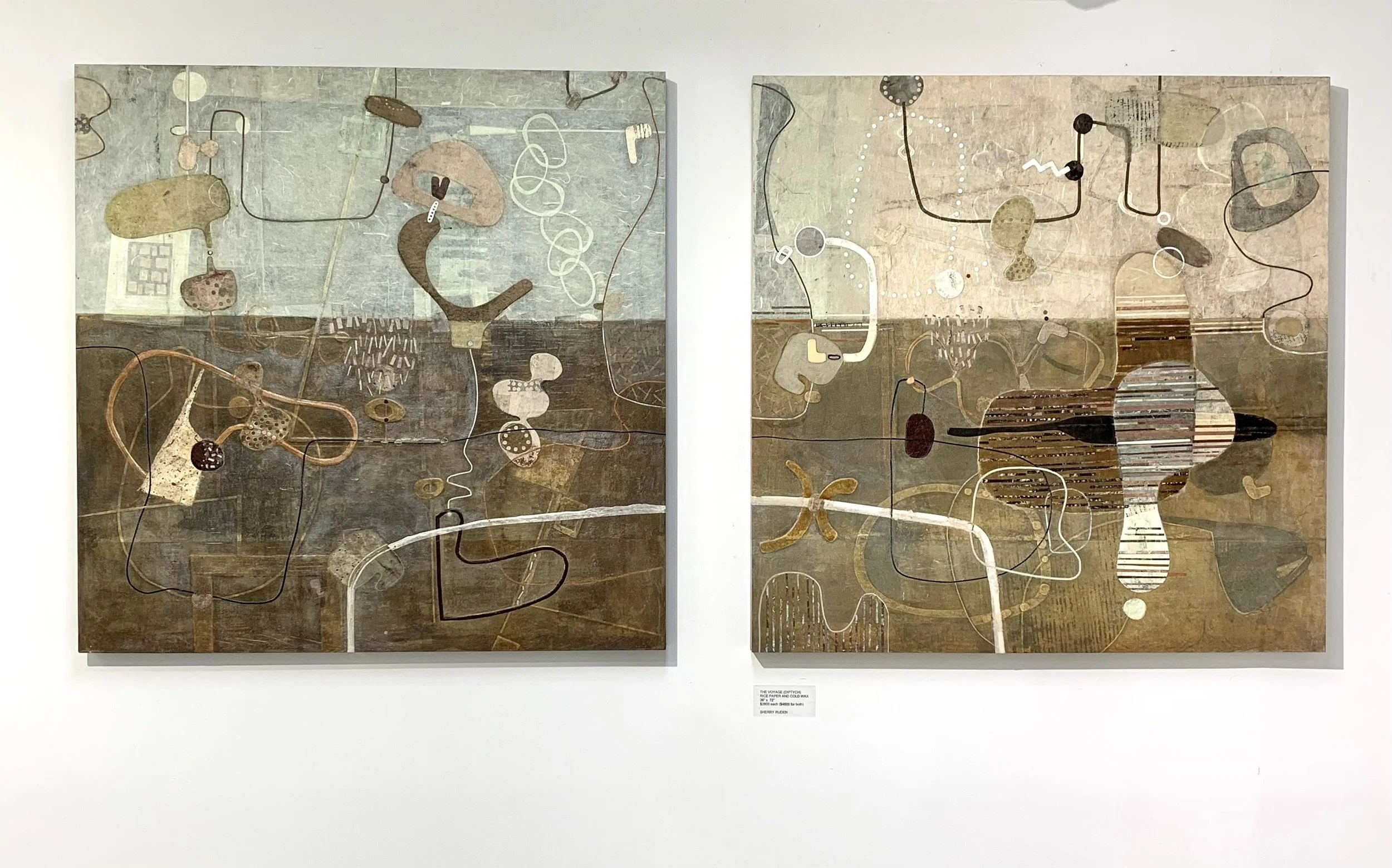 The Voyage [Diptych] | Rice paper cold wax mixed media | 36" x 72" x 1. ...