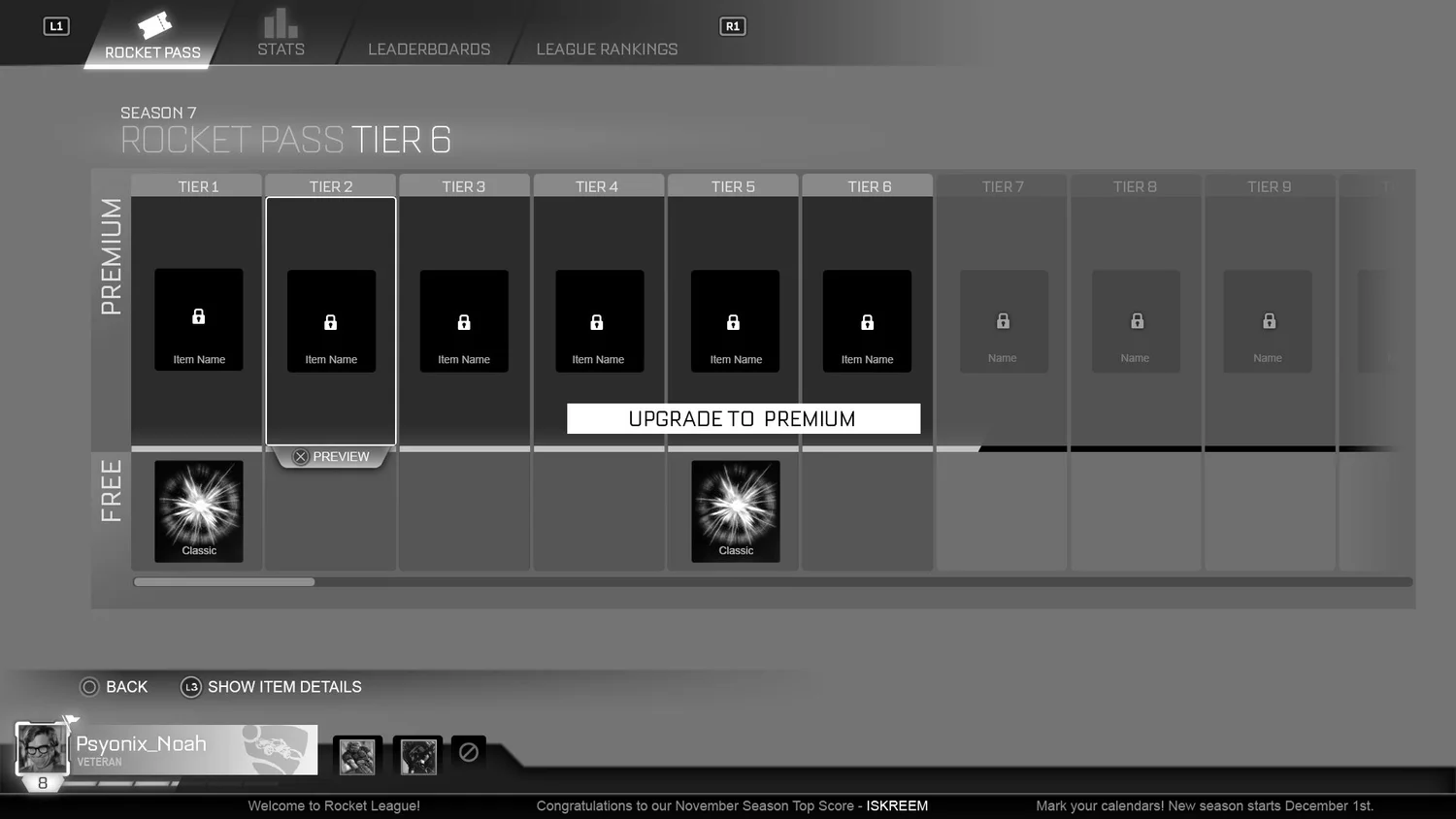 Rocket League UI Art & UX Design (2016-2020) — Noah Watkins