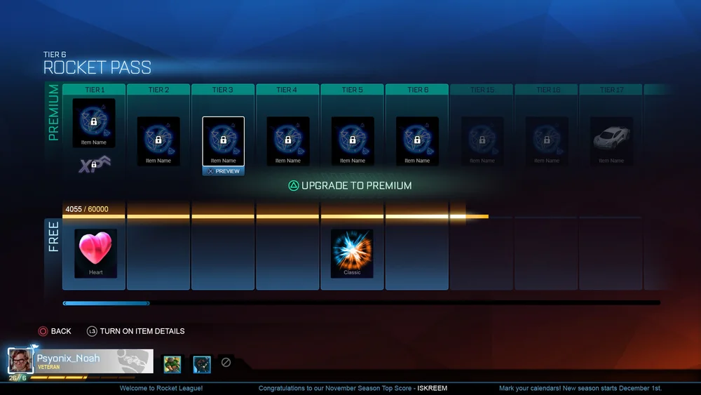 Rocket League UI Art & UX Design (2016-2020) — Noah Watkins