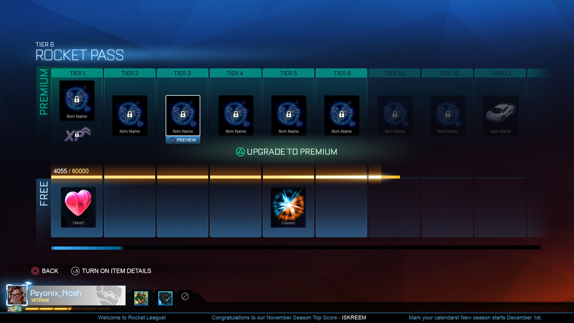 Rocket League UI Art & UX Design (2016-2020) — Noah Watkins