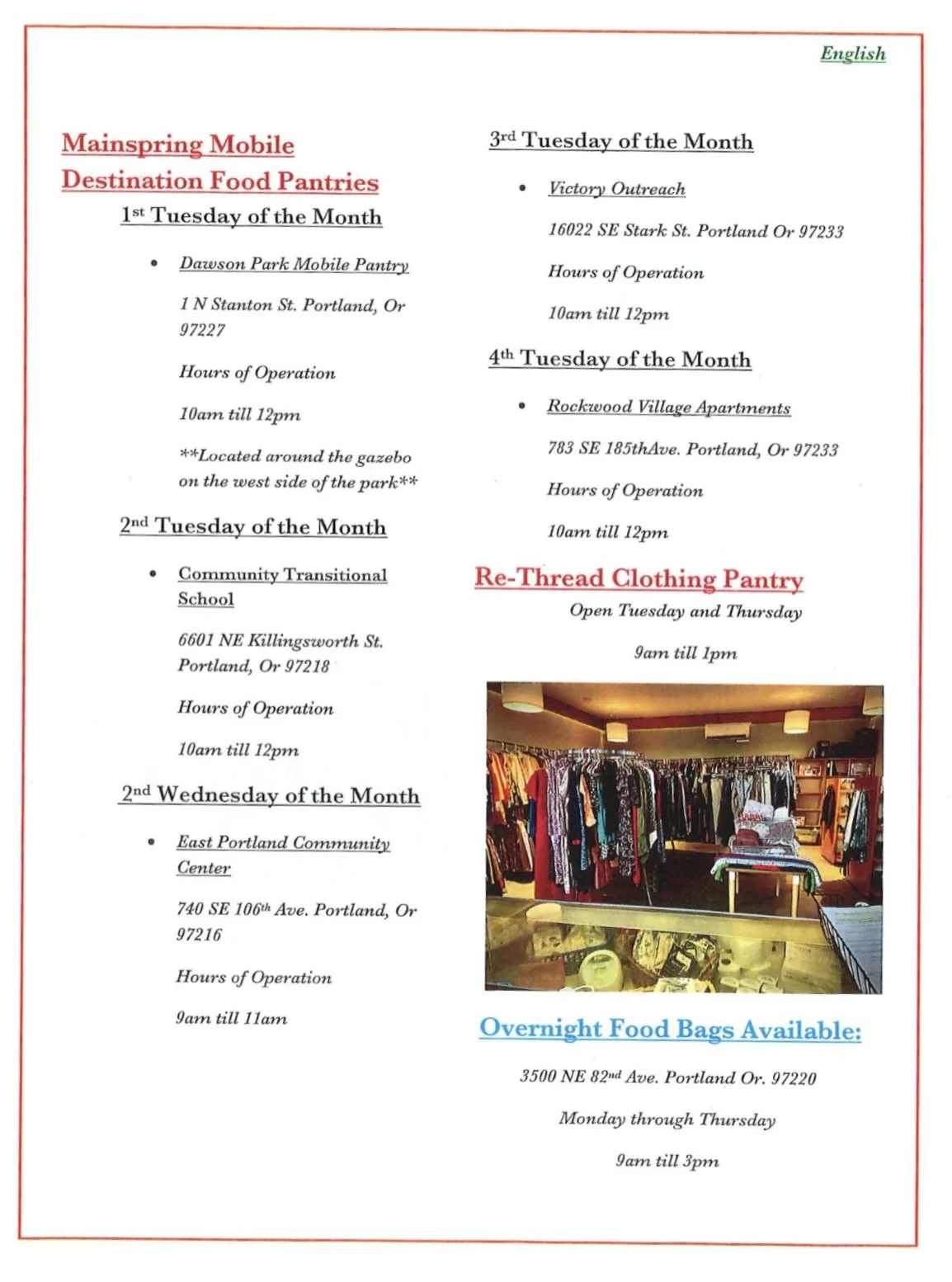 English — Mainspring Portland