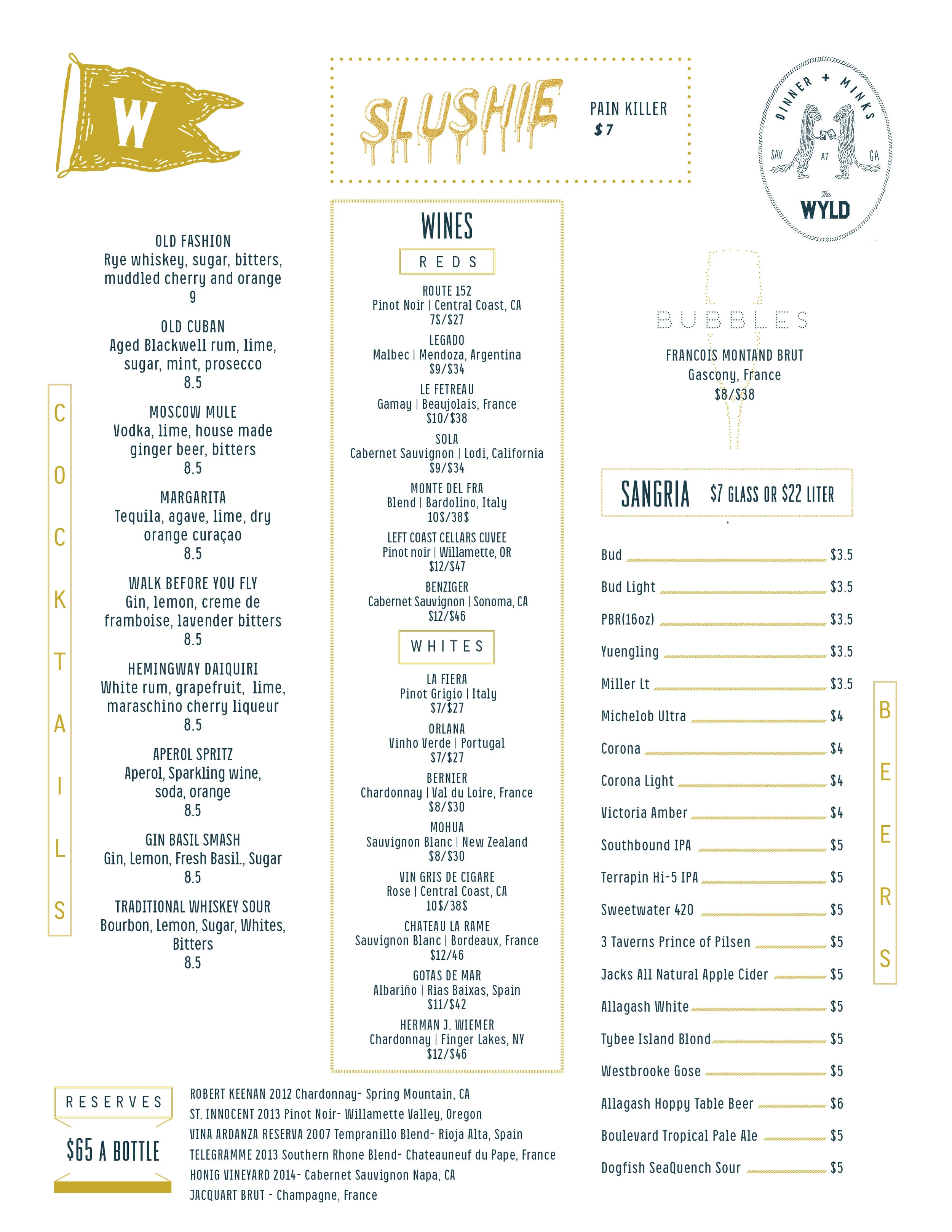 MENU — The Wyld Dock Bar