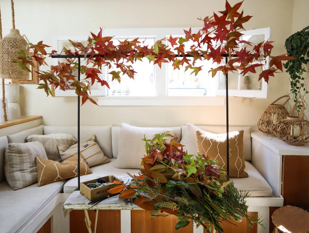 A Living, Over-the-Table Display of Fall Foliage for a Festive Occasion ...