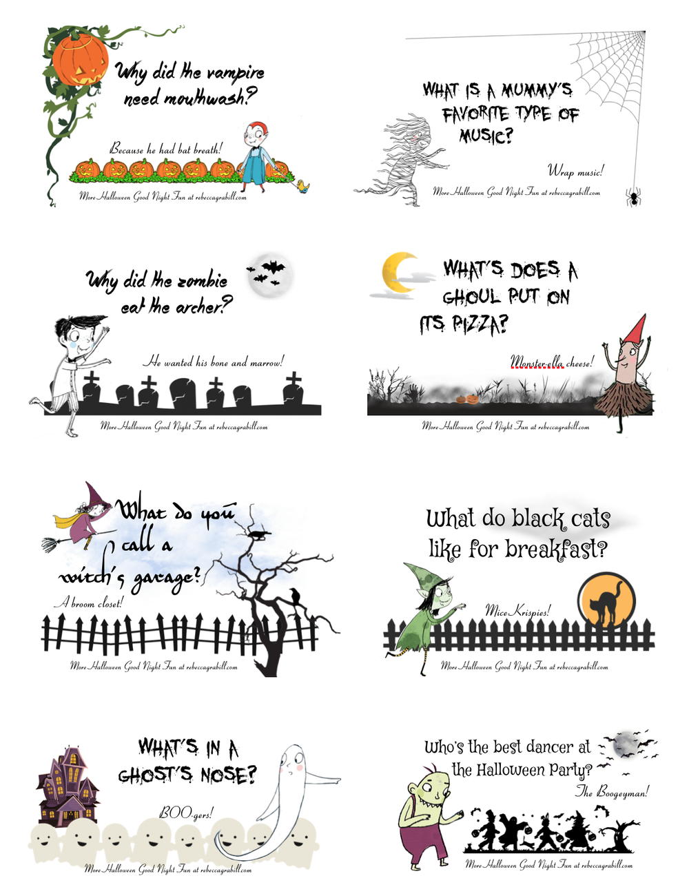 Halloween Giggles: Free Printable Joke Cards for Your Next Halloween ...