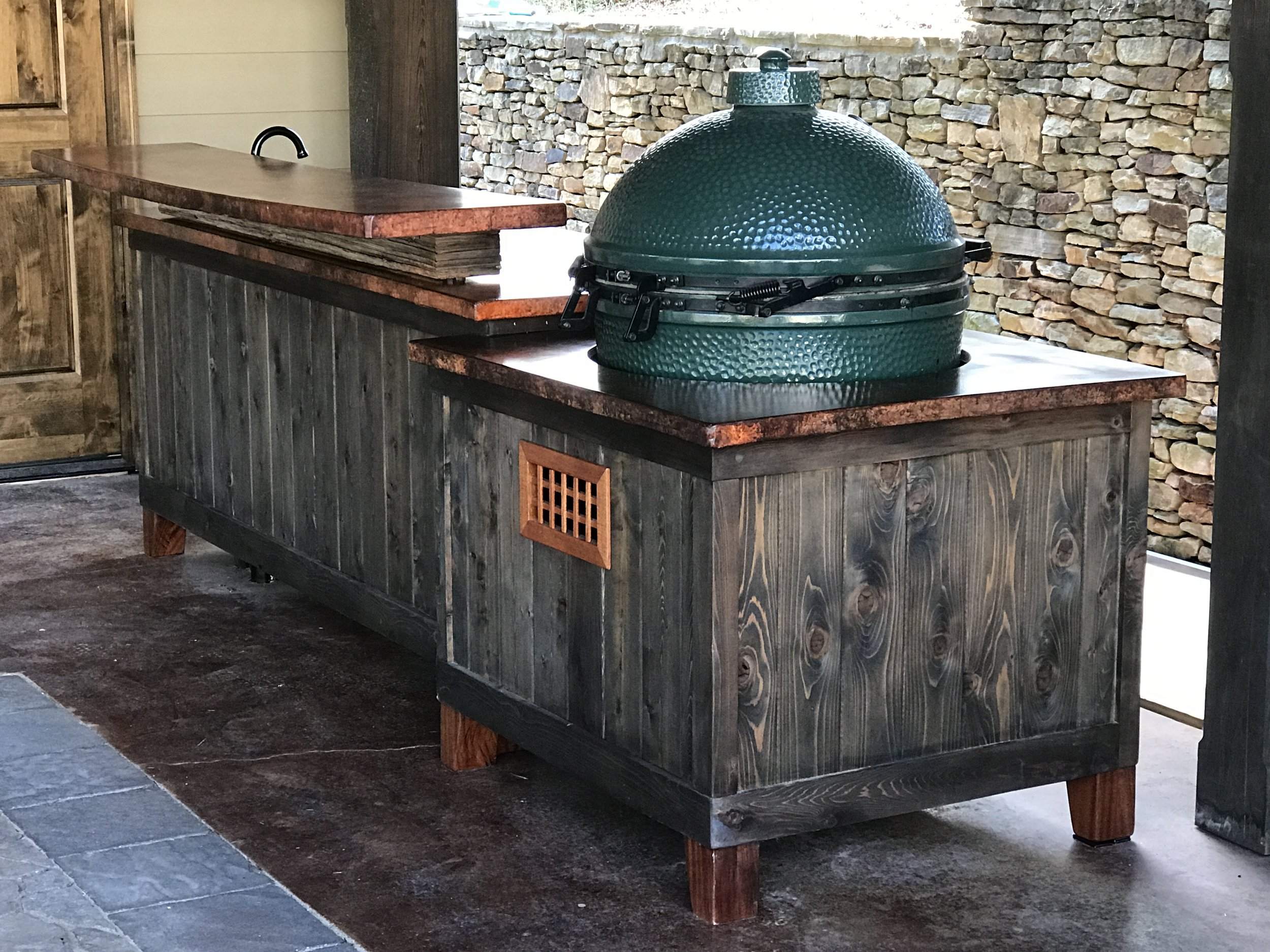 Exterior Custom Big Green Egg — POSH PATIOS LLC. All Cabinetry Needs