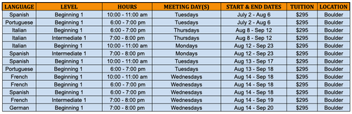 Class Schedules — Journey Language Center