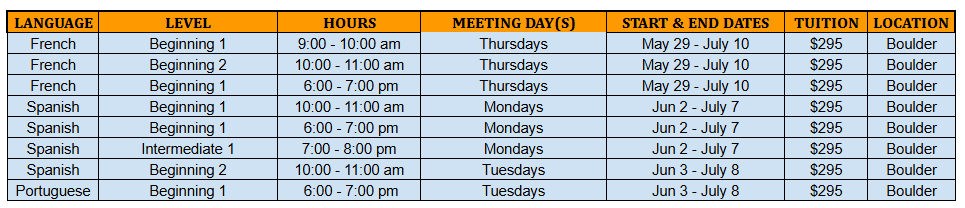 Class Schedules — Journey Language Center