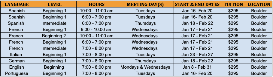 Class Schedules — Journey Language Center