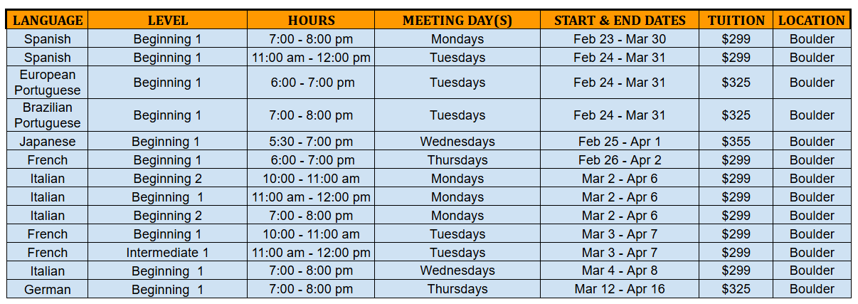 Class Schedules — Journey Language Center