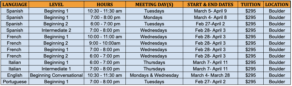 Class Schedules — Journey Language Center