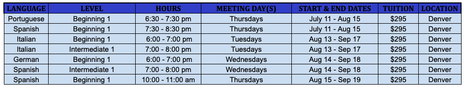 Class Schedules — Journey Language Center