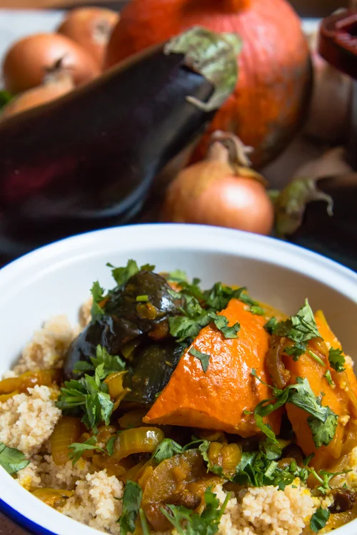 Aubergine and pumpkin tagine with caramelised onions (Vegan) — My ...