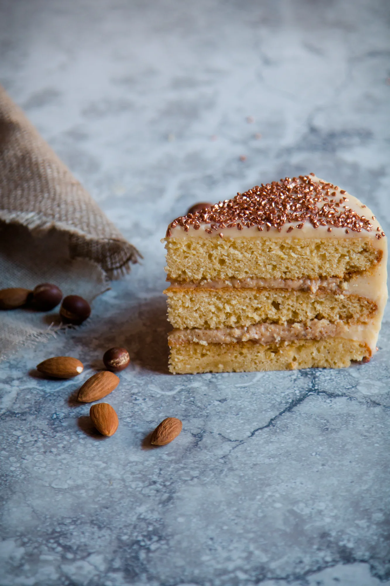 Almondy Honey And Vanilla Layer Cake with Amlou Filling — My Moroccan Food