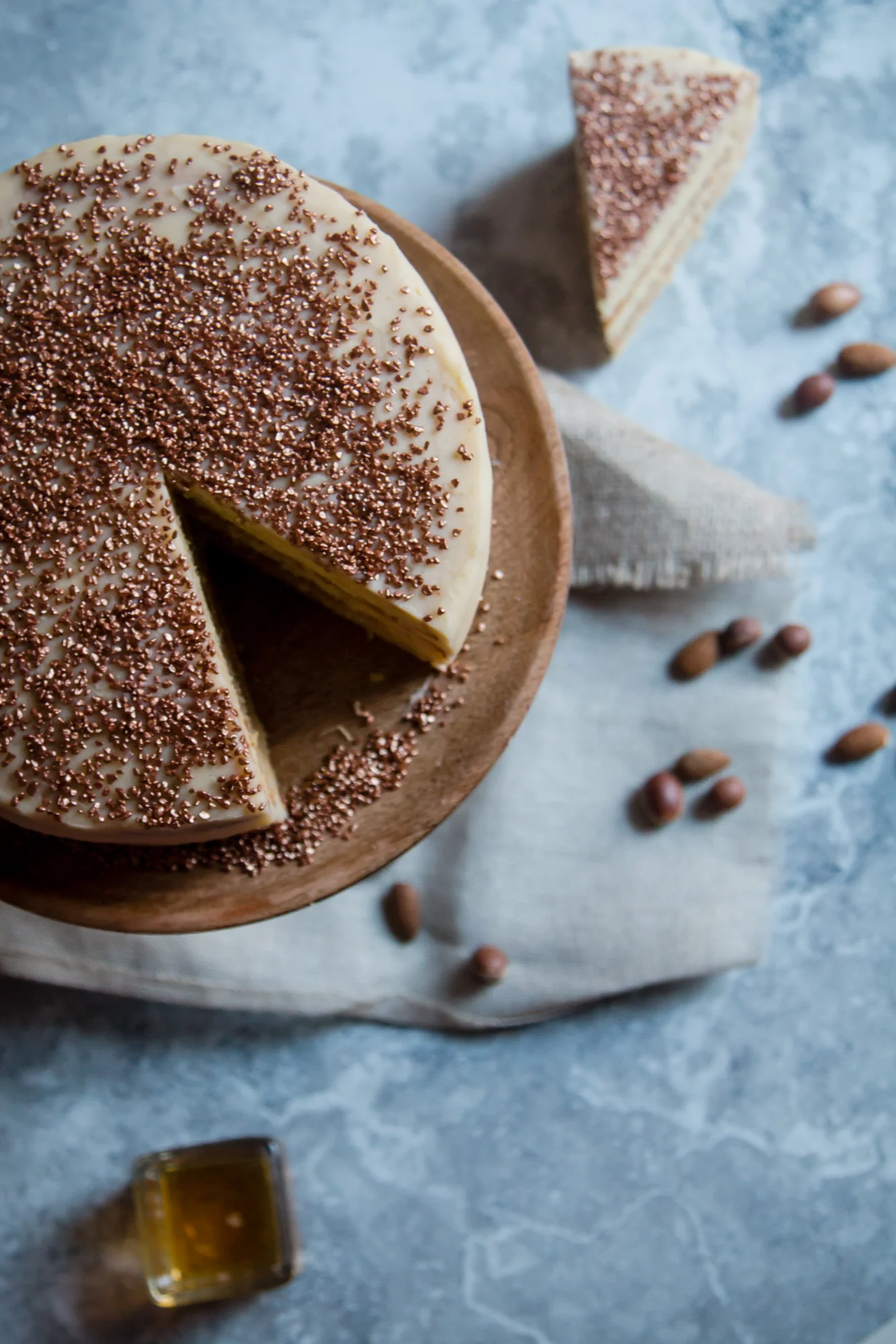 Almondy Honey And Vanilla Layer Cake with Amlou Filling — My Moroccan Food