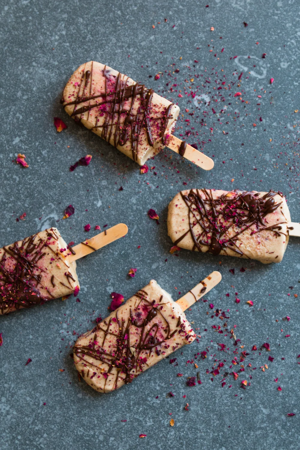 Almond butter and rose popsicles with strawberry jam — My Moroccan Food